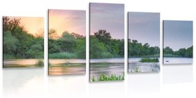 5-dílný obraz východ slunce u řeky Varianta: 100x50
