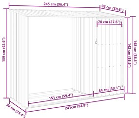vidaXL Marketos Zahradní kůlna na dříví uhlová 245x98x159 cm pozinkovaná ocel
