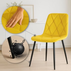 Jídelní židle Clairton samet – žlutá