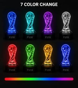 stolní LED světlo, dekorativní, noční, trofej FIFA MS 2026, 19x10x8 cm, plast, více barev, Dekorino LS20260010