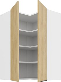 CREMONA bc | horní kuchyňská skříňka 60x60 GN-90 2F (90°) rohová s policemi | VYSOKÁ | 60x60 cm | bílá/cremona