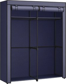 Textilní šatní skříň Ward 140 cm tmavě modrá