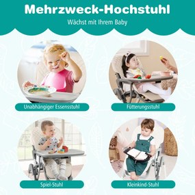 Costway Vysoká stolička baby skládací dětská vysoká stolička s funkcí polohování