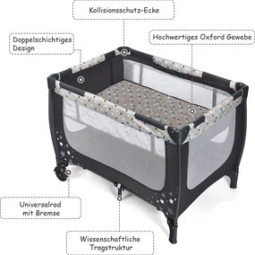 Costway 2 v 1 Cestovní postýlka a ohrádka – 125 × 65 × 76 cm