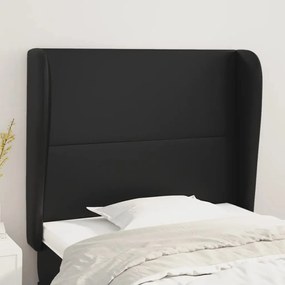 Čelo postele typu ušák černé 83 x 23 x 118/128 cm umělá kůže