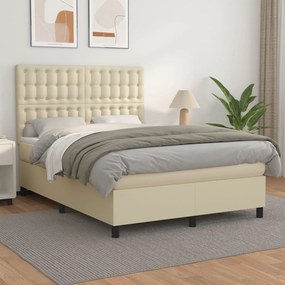 Box spring postel s matrací krémová 140x190 cm umělá kůže 3142841