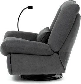 Polohovací křeslo TV-7081 GREY2, elektrické zabudované ovládání, látka, šedá (118 x 112) cm