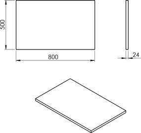 Sapho PLATO deska Rockstone 800 x 24 x 500 mm bílá mat PL080-0101