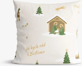 Goldea vánoční bavlněný povlak na polštář - pásli ovce valaši 50 x 50 cm