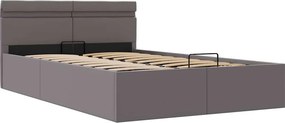 Rám postele LED s úložným prostorem šedý umělá kůže 140x200 cm 285555