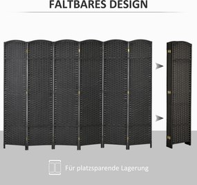 HOMCOM Skládací rozdělovací stěna 6-panelová 240x170 cm - Záclona pro soukromí do obývacího pokoje, ložnice, kanceláře - černá