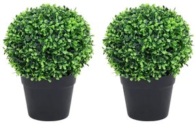 Umělé zimostrázy ve tvaru koule 2 ks s květináči zelené 27 cm 336520