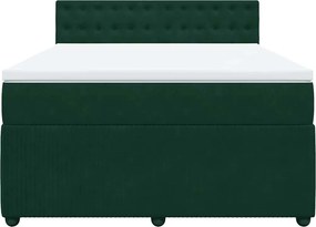 Box spring postel s matrací tmavě zelená 140x200 cm samet 3290073