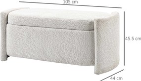 HOMCOM Sedací lavice, postelová lavice s úložným prostorem, čalouněná lavice s víkem, sametový vzhled, úložná lavice, krémová, 105 x 44 x 45,5 cm | A…