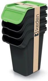 Sada 4 odpadkových košů KADDI s filtrem 4 x 25 L černá