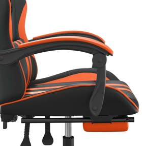 Petromila Otočná herní židle s podnožkou černá a oranžová umělá kůže