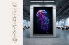 Neonová hloubka - obraz - Medúza v moderním světelném stylu 64 - A4 – 210 × 297 mm - 149 Kč