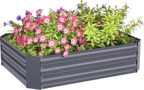 Vyvýšený záhon Outsunny z oceli, studený rám pro pěstování, zahradní květinový box, stohovatelný, pěstební záhon na zeleninu 120x90x30cm pro zahradu a