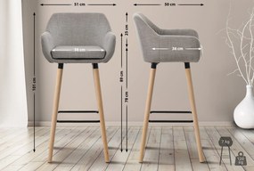 Sada 2 barových židlí Grant látka – šedá