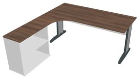 Sestava stolu a skříně pravá 180 cm - Hobis Cross CE 1800 H P Dekor stolové desky: ořech, Dekor lamino podnože: bílá, Barva nohou: černá