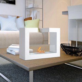 HOMCOM Stolní Bioethanol Krb 2000W z Nerezové Oceli bez Zápachu se Sklem 78 x 25 x 58 cm Bílá | Aosom