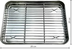 UG Grill Nerezový plech na pečení s mřížkou 26x20x2,5cm vel. S