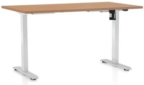 Výškově nastavitelný stůl OfficeTech A, 140 x 80 cm - bílá podnož Barva: Buk