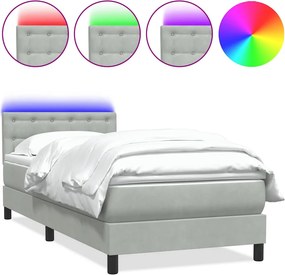 Box spring postel s matrací a LED Světle šedá 90x220 cm Samet 3317295