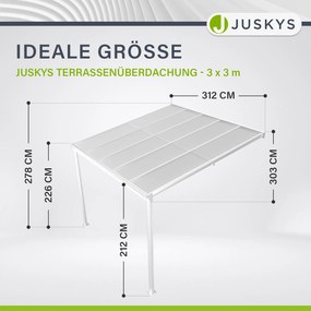 Juskys Hliníkové zastřešení terasy Borneo Barva: Bílá, Velikost: 6 × 3 m