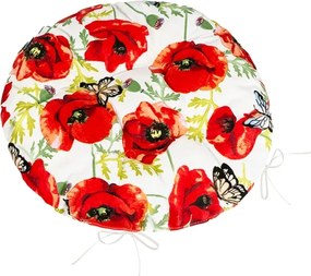 Bellatex Sedák BERTA kulatý prošívaný průměr 40 cm Vlčí mák Červená,Bílá,Zelená