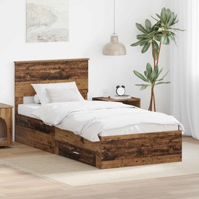 Rám postele s čelo Staré dřevo 90 x 190 cm Kompozitní dřevo 3408315