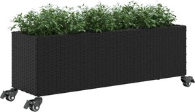 Zahradní truhlíky s kolečky 2 ks černé 107x32x38 cm polyratan 3210525