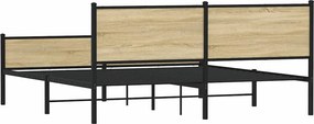 Kovový rám postele bez matrace dub sonoma 180 x 200 cm 3301401