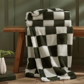 Bílá/zelená deka 130x170 cm Cosy Soft Checkerboard – Catherine Lansfield