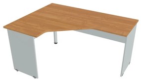 Stůl ergo pravý 160*120 cm - Hobis Gate GEV 60 P Dekor stolové desky: olše, Dekor lamino podnože: šedá, Barva nohy: stříbrná