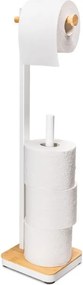 Erga Gasa, držák na toaletní papír se zásobníkem na postavení 62cm, bílá-přírodní hnědá, ERG-YKA-P.GASA-WHT