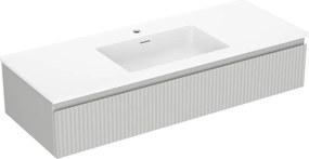 Mexen Rivel, koupelnová skříňka 120 cm s umyvadlem Otis, 1 zásuvka, drážkovaná, šedá matná/bílá, 91A20-12023-1-BF62-W18M01