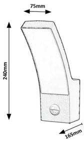 Rabalux 7505-LED Venkovní nástěnné svítidlo se senzorem PALANGA 12W/230V IP44
