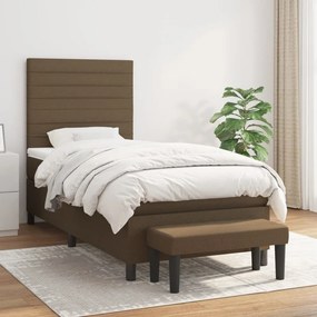 vidaXL Box spring postel s matrací 90x190 cm textil [3136643] Barva: tmavě hnědá