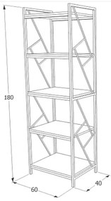 Regál Tablo 05 180 cm dub přírodní/černý