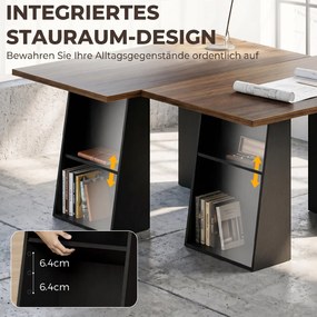 HOMCOM Psací stůl se 4 otevřenými policemi, industriální design, 140 cm, hnědo-černý