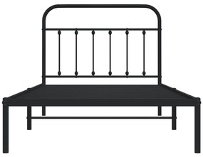 Kovový rám postele s čelem černý 107 x 203 cm - Default Title