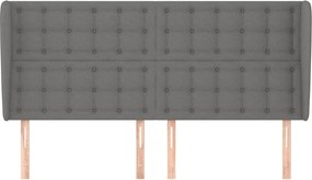 Čelo postele typu ušák tmavě šedé 203x23x118/128 cm textil 3118413