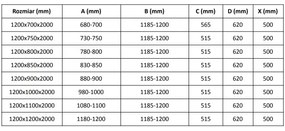 Mexen Velar L, sprchový kout s posuvnými dveřmi 120 x 100 cm, 8mm sklo námraza, zlatá lesklá, 871-120-100-33-50