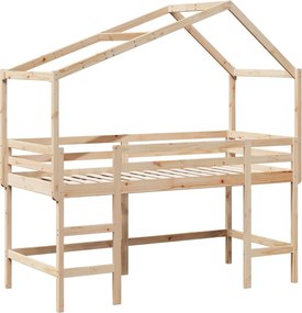 Patrová postel s žebříkem a střechou 80 x 200 cm borovice 3282072