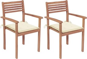 vidaXL Zahradní židle 2 ks podušky masivní teak [3062262] Barva: krémová