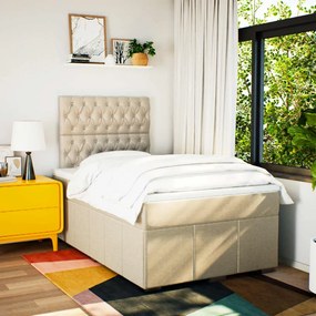 Box spring postel s matrací krémová 120x190 cm textil 3291619