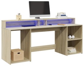 Psací stůl s LED dub sonoma 200 x 55 x 91 cm kompozitní dřevo 3309440