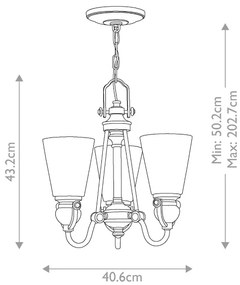 Hinkley HK-MAYFLOWER3 - Lustr na řetězu MAYFLOWER 3xE27/60W/230V