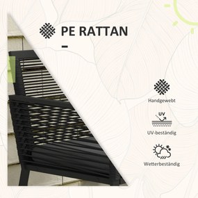 Outsunny 3dílná sada ratanového zahradního nábytku elegantní sedací souprava se 2 zahradními židlemi a stolkem z tvrzeného skla s polštáři na balkon …